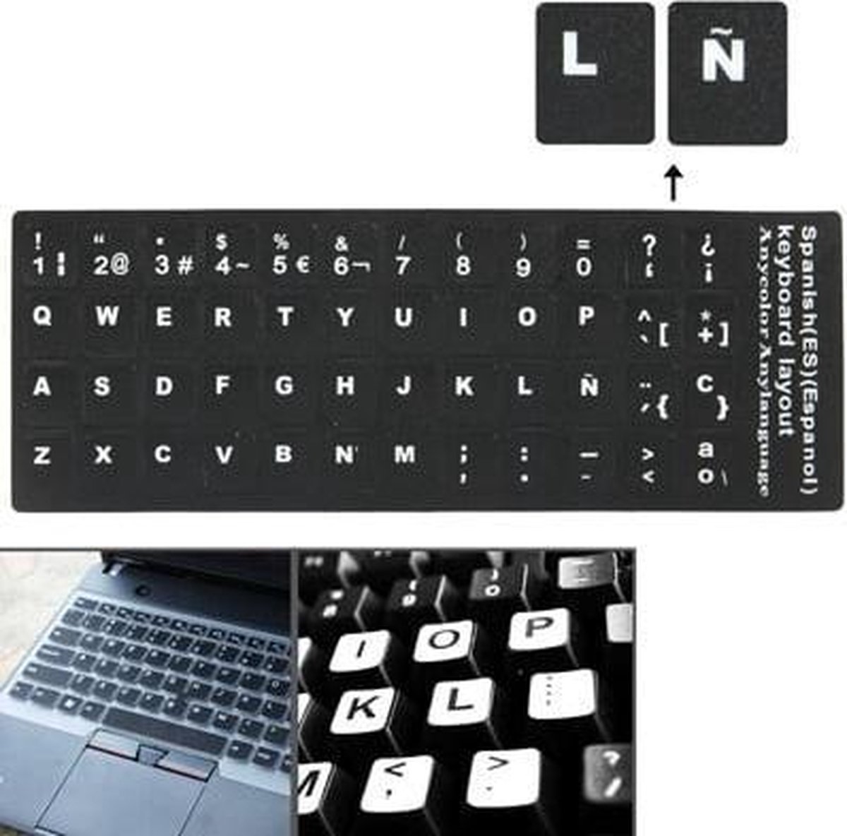 Spaans leren toetsenbord lay-out Sticker voor Laptop / Desktop Computer ...