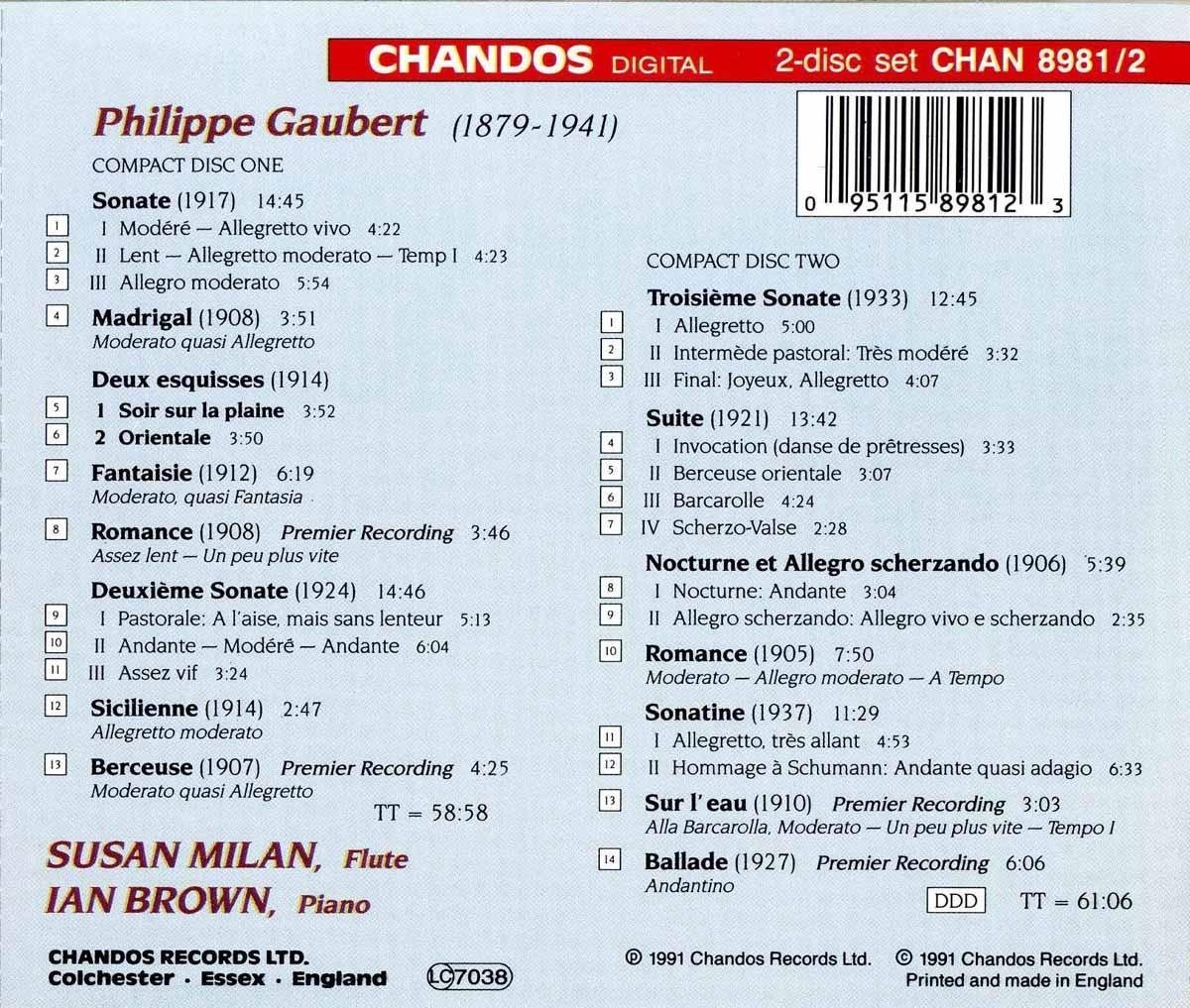 Ian Brown & Susan Milan - Gaubert: Complete Flute Music (2 CD), Ian ...