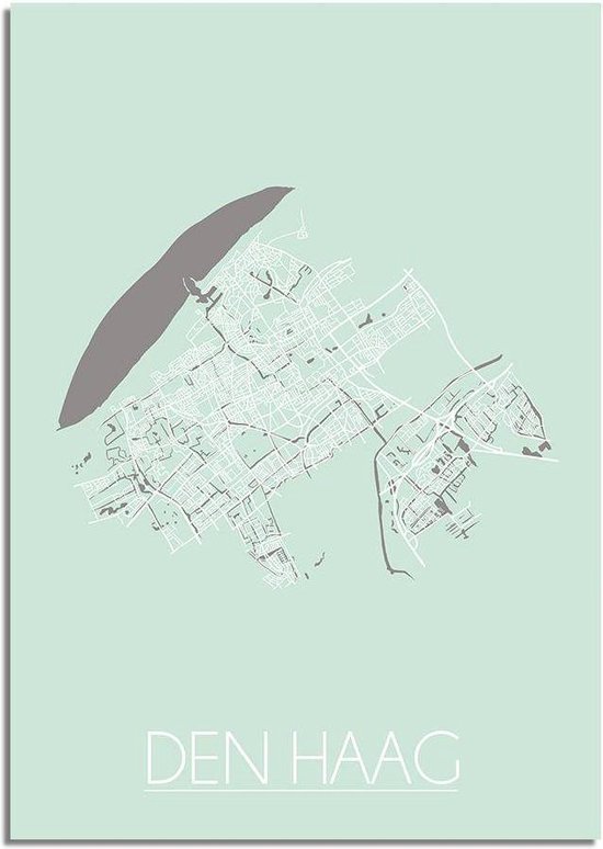 Plattegrond Den Haag Stadskaart poster DesignClaud – Pastel Groen – A1 ...