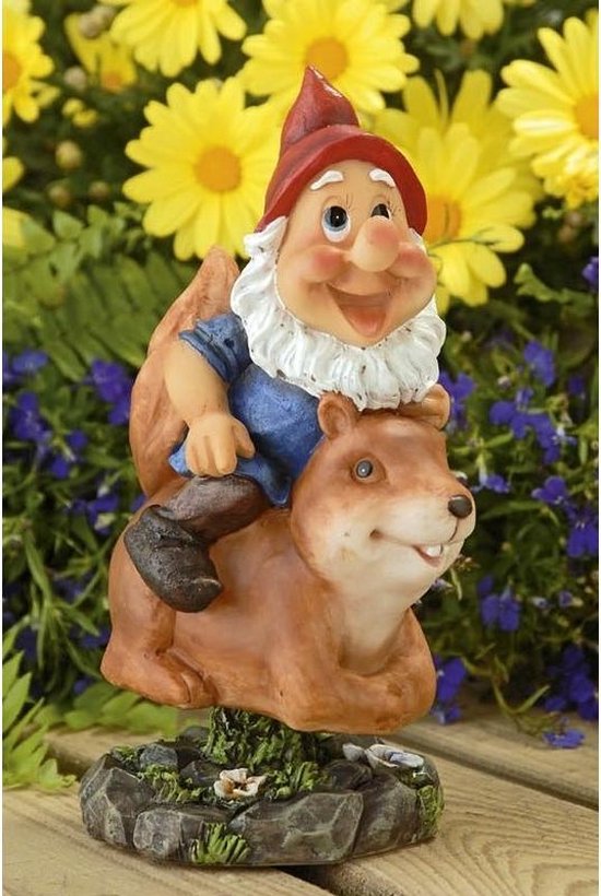 Tuinkabouter rode muts op eekhoorn 21 cm | bol.com