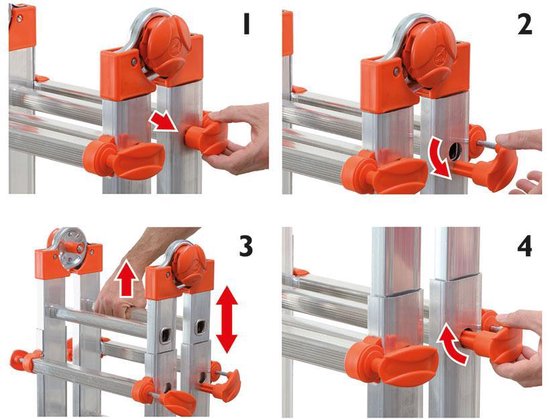 Professionele telescopische ladder Goliath max. 3,78 m - model LTD4X4 | bol