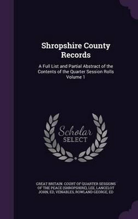 Shropshire County Records | 9781354459355 | Boeken | bol.com