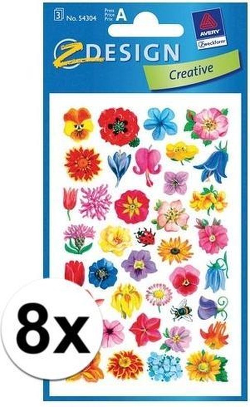 8x Bloemen stickers 2 vellen - poeziealbum stickers | bol.com