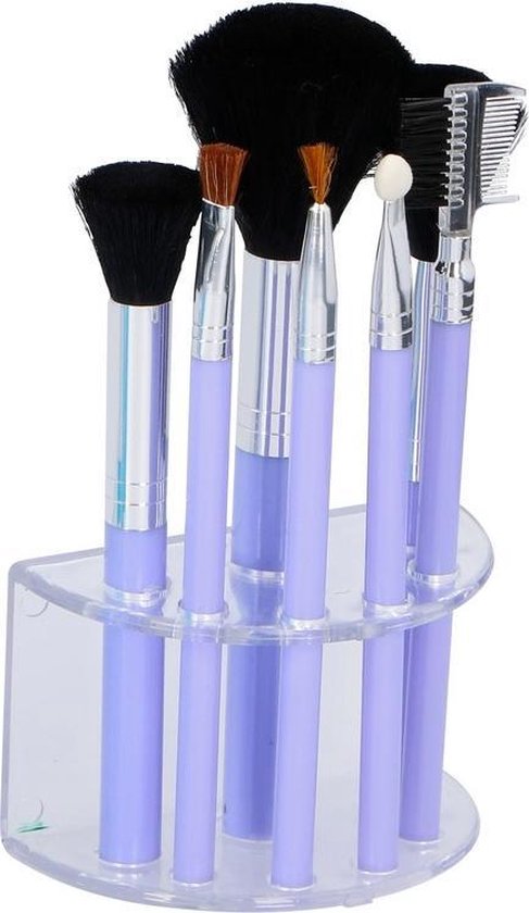 7 Paarse make-up kwastjes in houder - Make-up kwastjesset paars | bol.com
