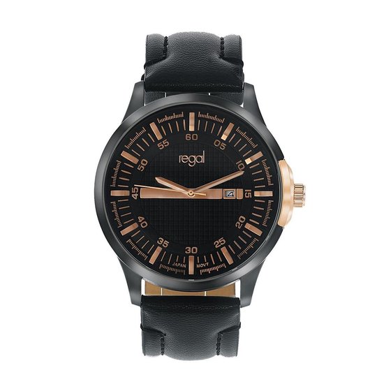 Regal - Regal horloge zwarte leren band R7261B-237 | bol.com