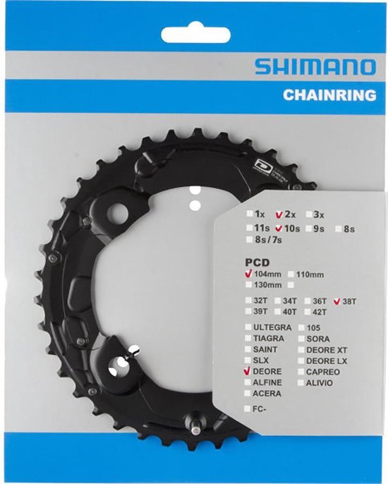 Shimano Deore FC-M615 Kettingblad 104 BCD, black Uitvoering 38T | bol