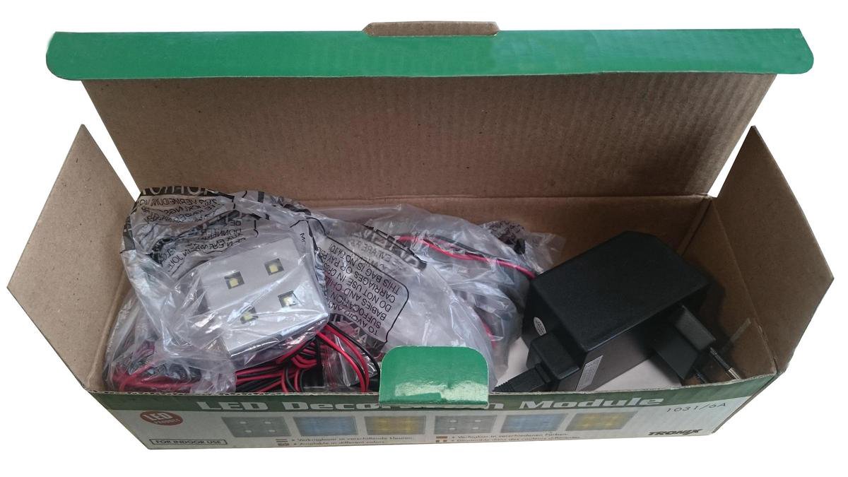 TRONIX set met 6 LED-modules, 230V/12V, plug-and-play, lichtkleur BLAUW ...