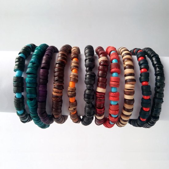 Armband kokosnoot - 1 kraal breedte - Model S1 - Set van 3 | bol.com