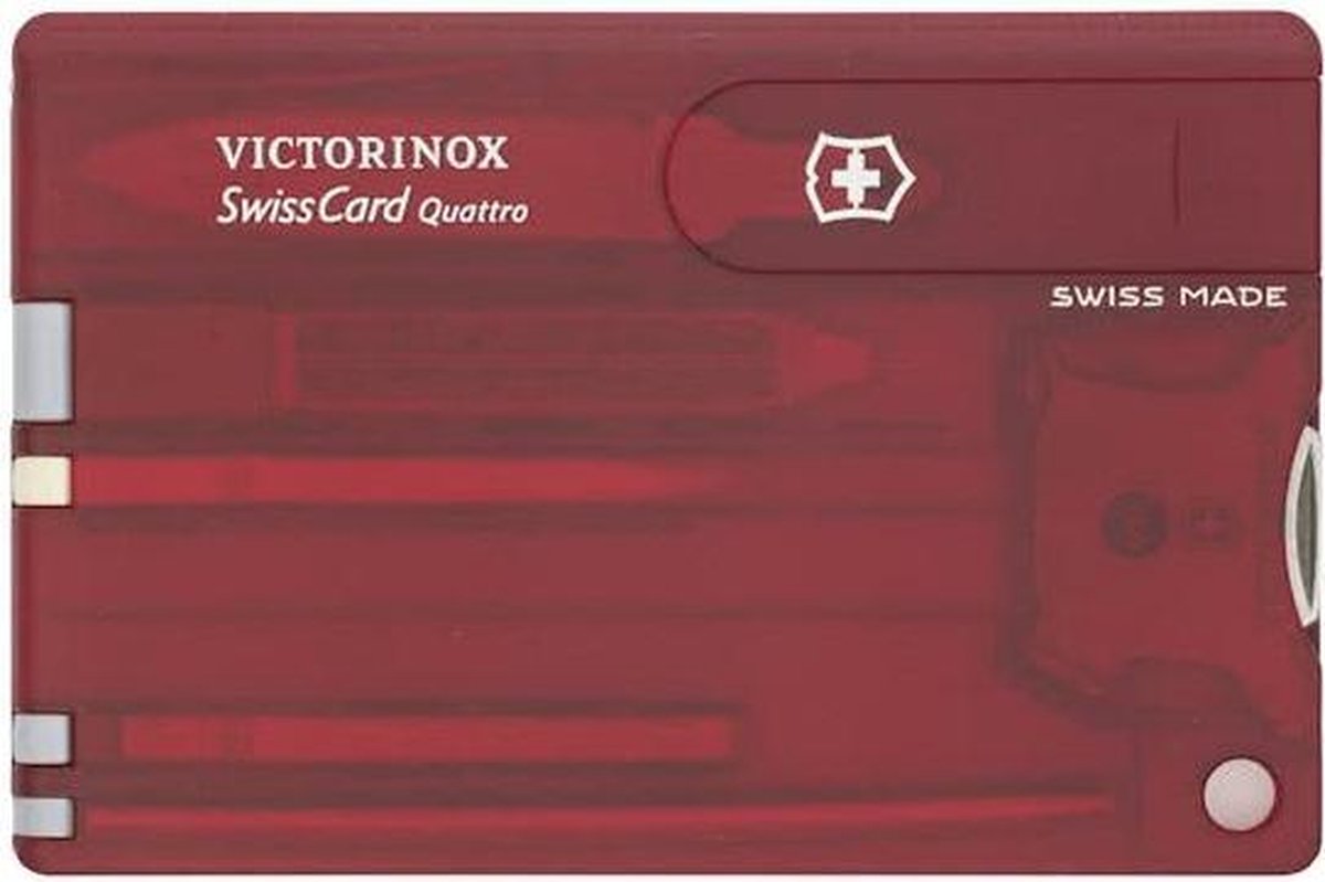 Victorinox SwissCard Quattro 12 Functies - Transparant Rood | bol