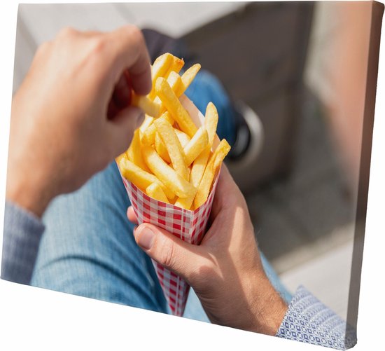 Frietzak op canvas | Eten | Horeca | Canvasdoek | Wanddecoratie | 60CM ...