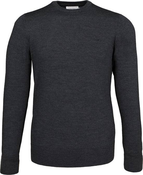 Calvin Klein superior wool crew neck pullover - heren trui wol - antraciet grijs - ... | bol.com
