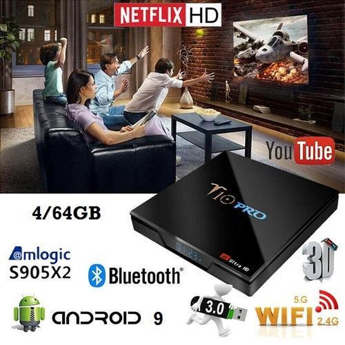 Android Tv Box Android 9 / Mediaplayer voor Tv / Kodi Tv Box 2019 / Tv ...