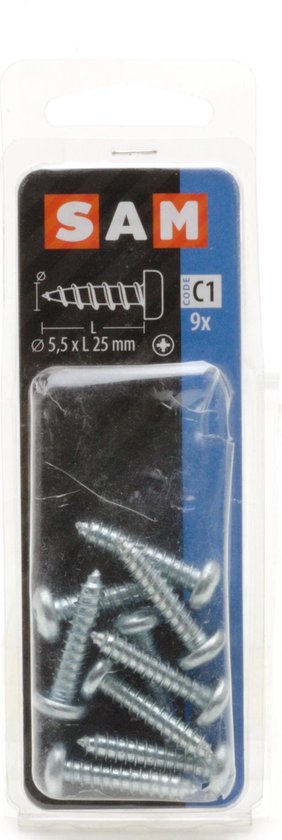 9x SAM Zelftappende schroef cyl. kop 5.x25mm C1 816050 | bol