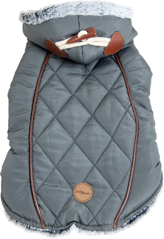 Jack and Vanilla hondenjas JV DOGWALK Jas met Kap Grijs/Bruin-M 32cm | bol.com