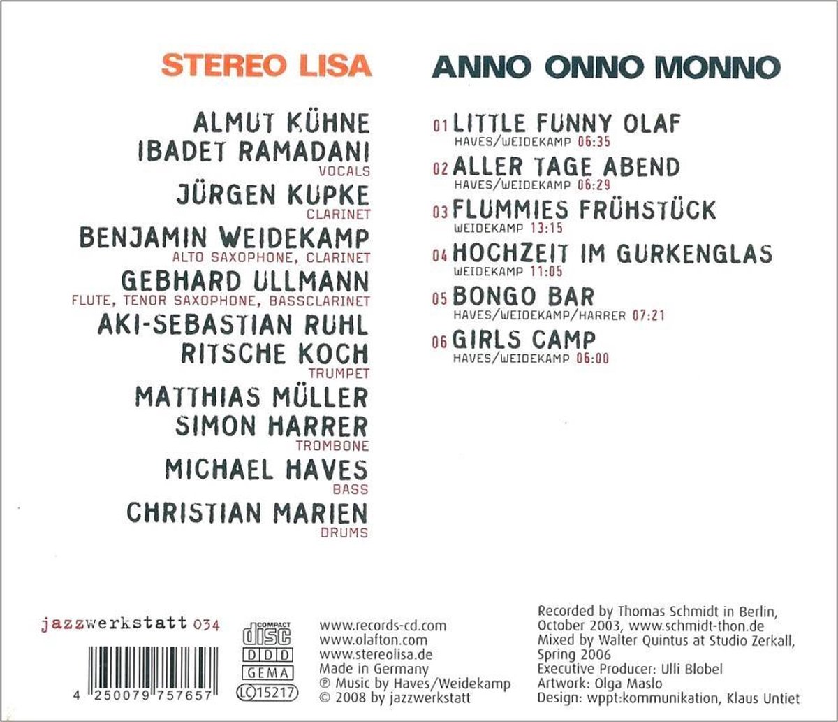 Stereo Lisa - Anno Onno Monno (CD), Stereo Lisa | CD (album) | Muziek | bol