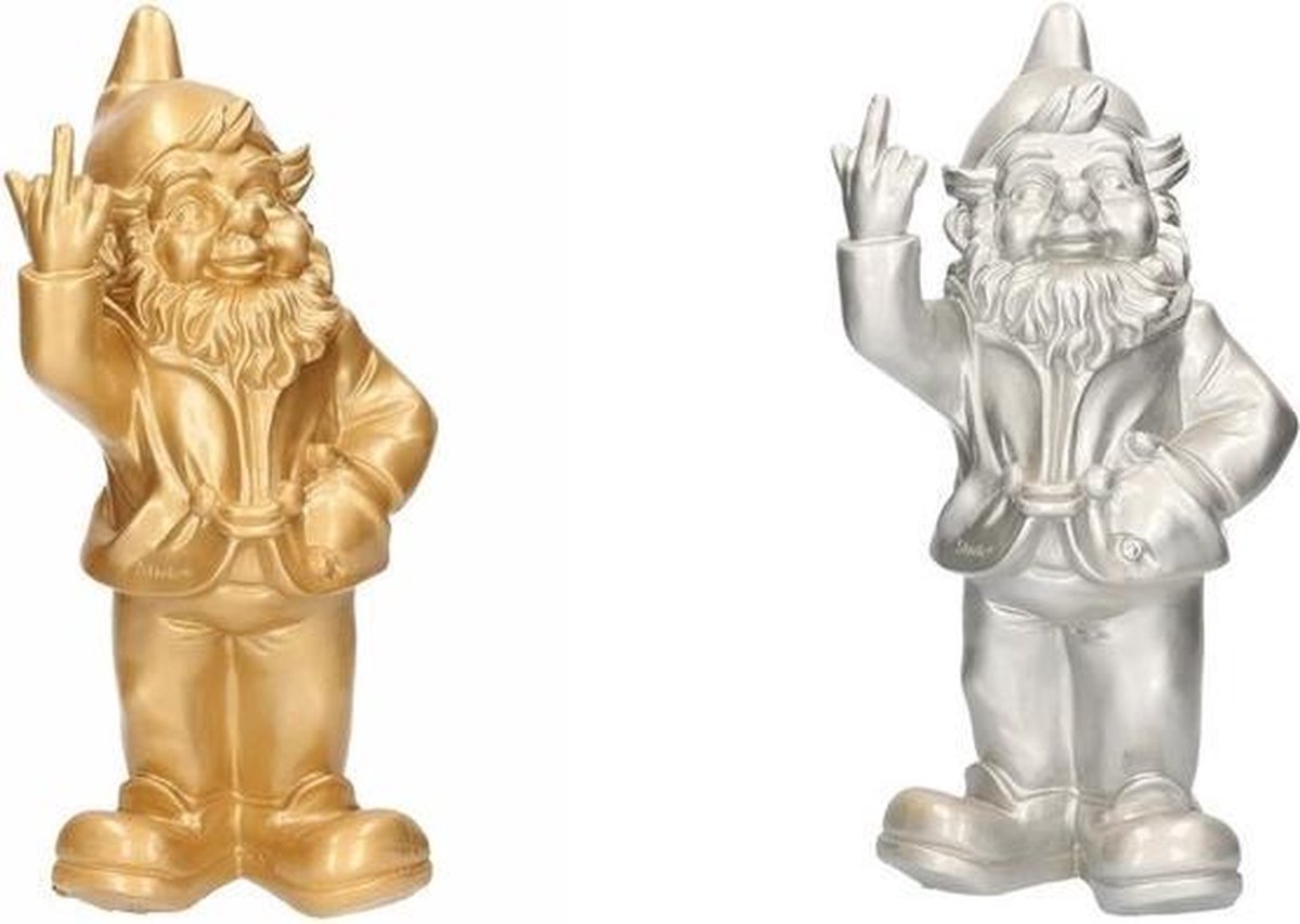 2x Tuinkabouters goud/zilver middelvinger 30 cm | bol.com