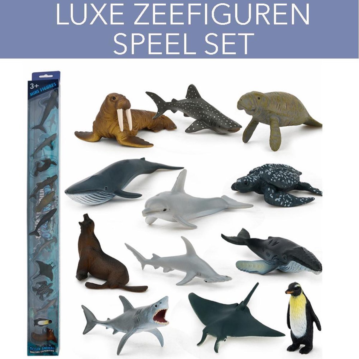Set van 12 zeedier figuren. Geweldig voor kinderen die geïnteresseerd ...