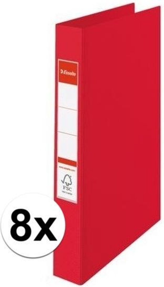 8x Ringband mappen/ordners 2 gaats A4 rood - Documenten/papieren ...