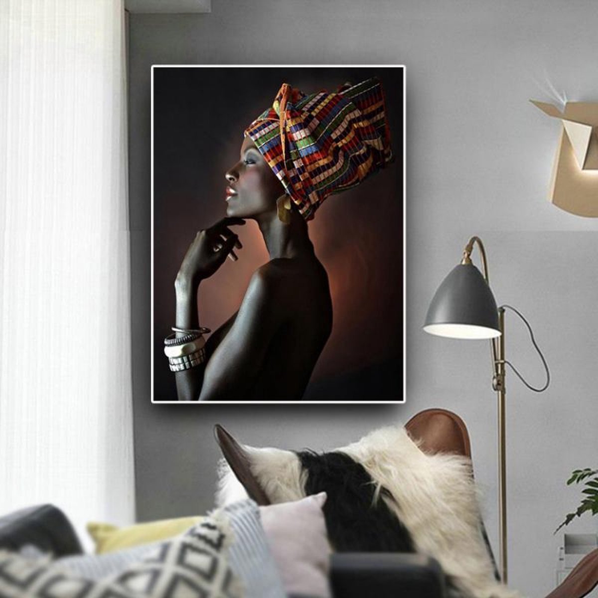 Allernieuwste Canvas Schilderij Naakte Vrouw met Hoofdband - Mens - Woonkamer - Kunst... | bol.com
