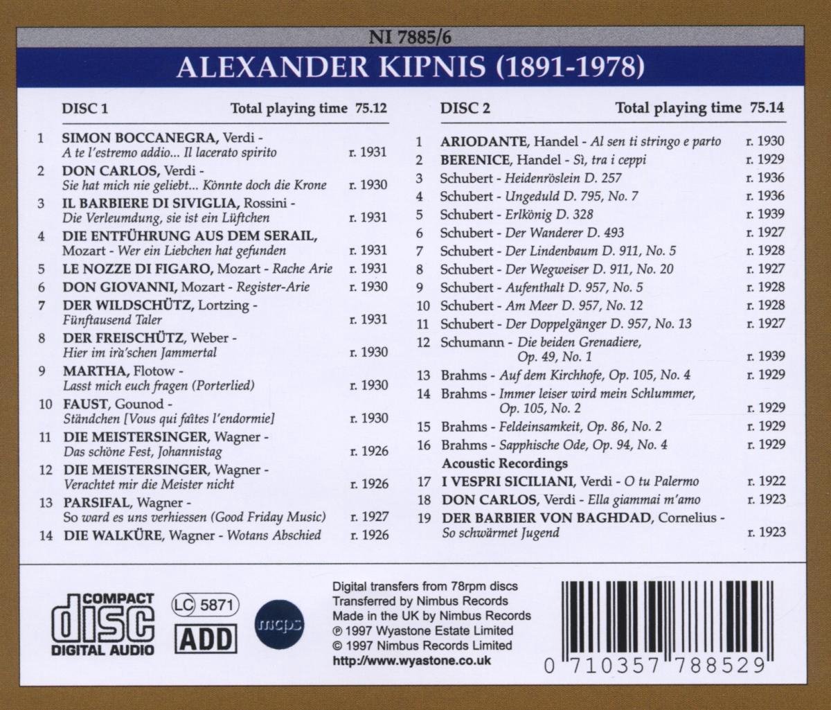 Alexander Kipnis In Opera And Liede, Kipnis | CD (album) | Muziek | bol.com