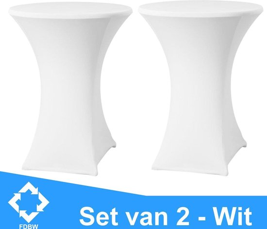 Statafelrok Wit x 2 - Statafel Tafelrok - Statafelhoes - Stretch – ∅60 x 110 cm –... | bol.com
