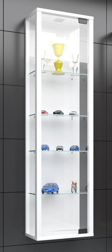 Vitrinekast wandvitrine Edana Mini met LED hangend of staand wit | bol.com
