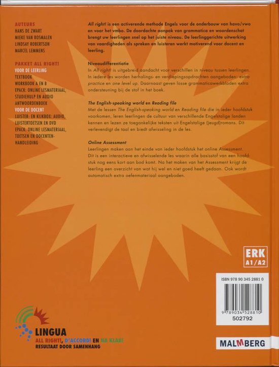 All right! 1 t/havo/vwo textbook | 9789034528810 | H. de Zwart | Boeken ...