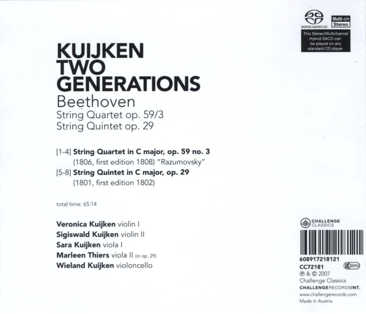Kuijken String Quartet & Quintet - Two Generations (CD), Kuijken String Quartet &... | bol