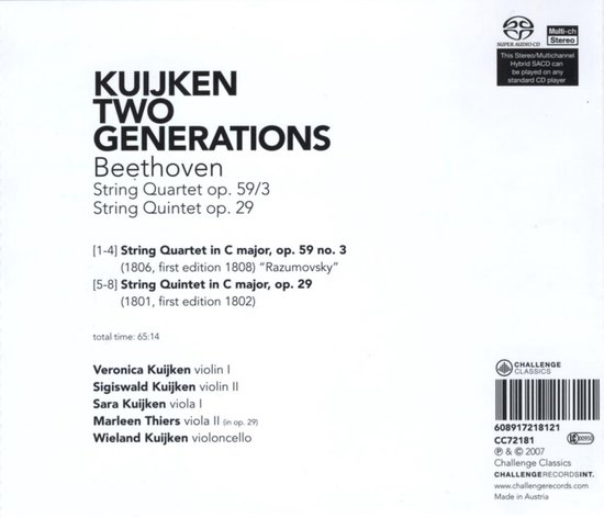 Kuijken String Quartet & Quintet - Two Generations (CD), Kuijken String Quartet &... | bol