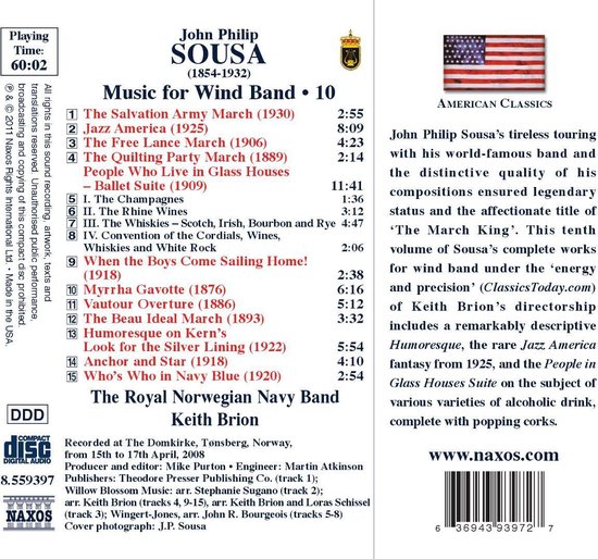 Sousa Music For Wind Band, Keith Brion | CD (album) | Muziek | bol