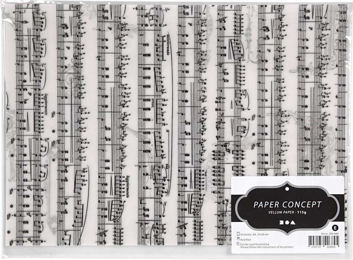 Papier parchemin avec notes de musique, A4 21x30 cm, notes de musique ...