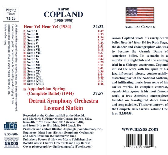Detroit Symphony Orchestra,Leonard Slatkin - Copland: Appalachian ...