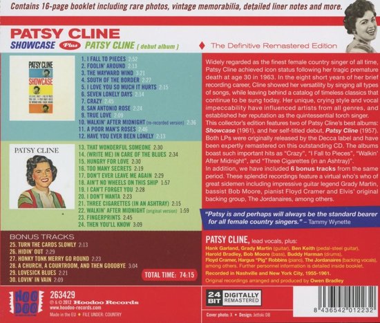 Patsy Cline Showcase, Patsy Cline | CD (album) | Muziek | bol.com