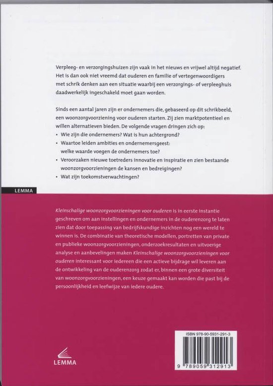 Kleinschalige woonzorgvoorzieningen voor ouderen | 9789059312913 | Leon ...