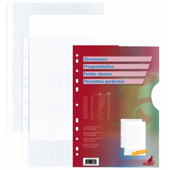 Kangaro showtas A4 - 11-gaats - PP 45 micron - transparant - 10 x 100 ...