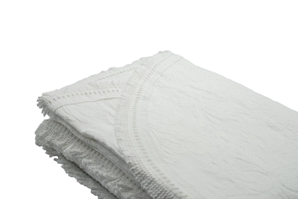 &This Sprei - Wit met franjes - Lits-Jumeaux - 280 x 260 - 80% katoen ...