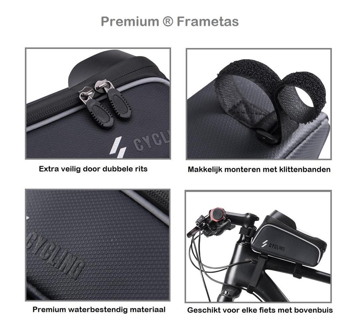 Premium Telefoonhouder fiets waterdicht & universeel - Fietstas Frame ...