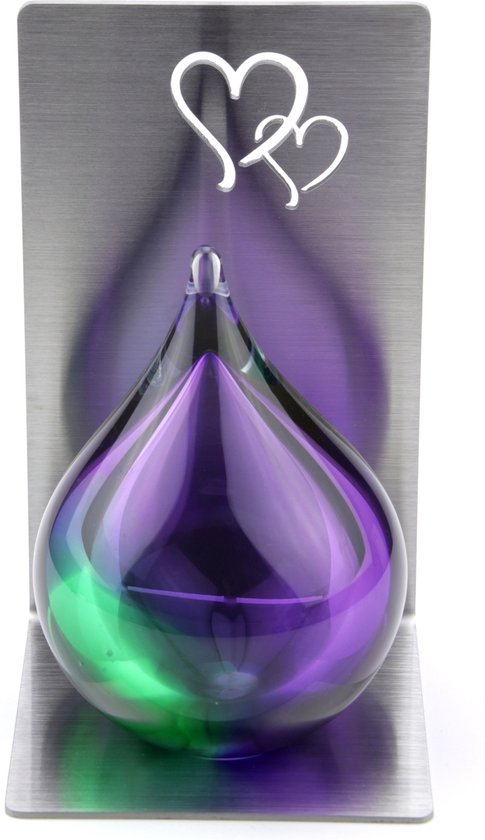 Urnencenter© Kristalglas Bubble Urn Met RVS Staander met Hart - Paars/Groen... | bol.com
