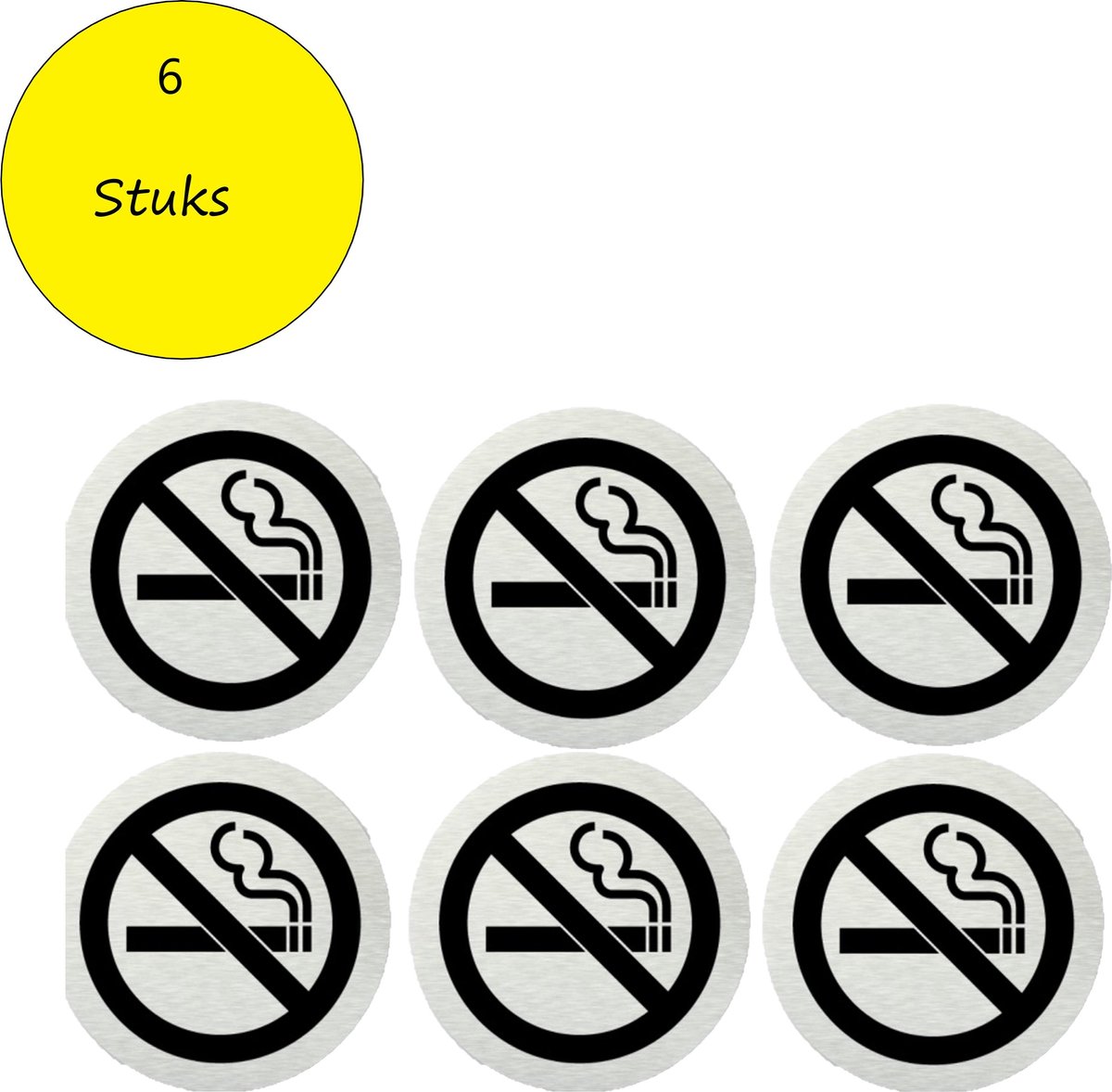 Deurbordje Verboden te Roken 6 Stuks – 7 cm – Wc Bordje – Pictogram ...