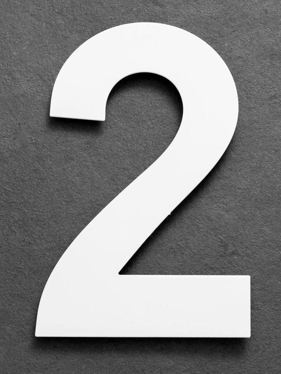 Xaptovi Huisnummer 2 Materiaal: RVS - Hoogte: 20cm - Kleur: Wit | bol.com