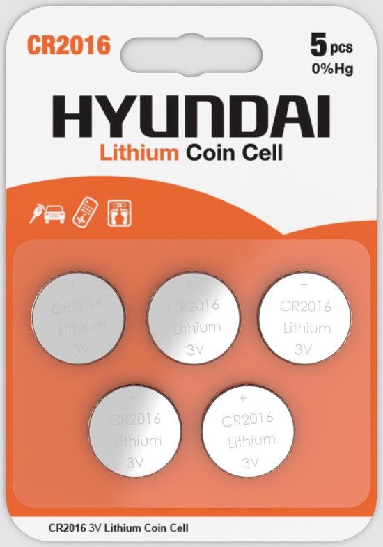 Hyundai - CR2016 Knoopcel Batterij - Lithium - 5 stuks | bol