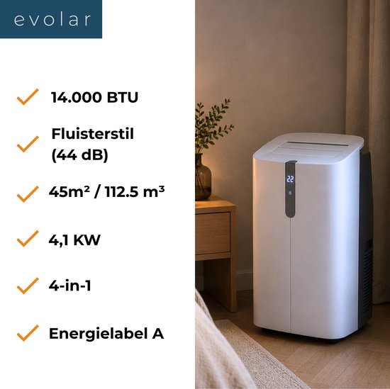 Evolar Mobiele Smart Airco - 14000 BTU - Ultra Stil - Koelen ...
