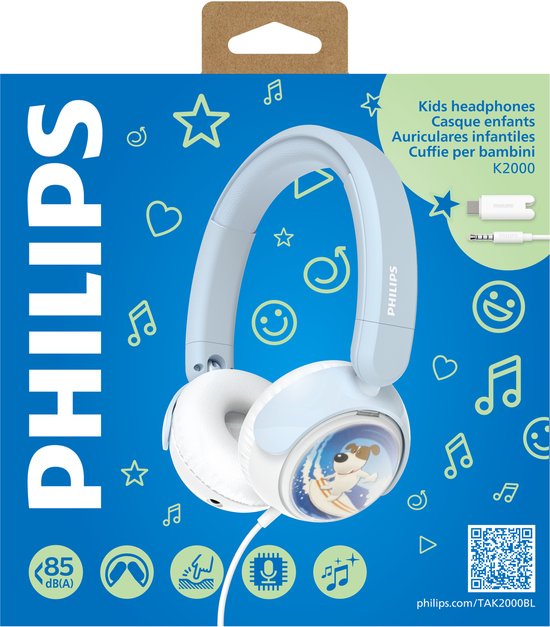 PHILIPS TAK2000MP/00 - Kinderkoptelefoon - 85 dB Veilig Luisteren ...