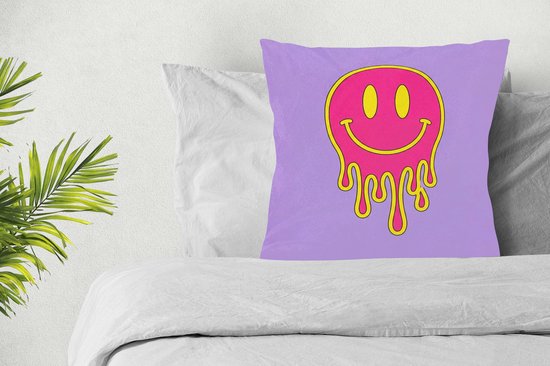 Sierkussens - Kussentjes Woonkamer - 50x50 cm - Smiley - Drip - Neon | bol