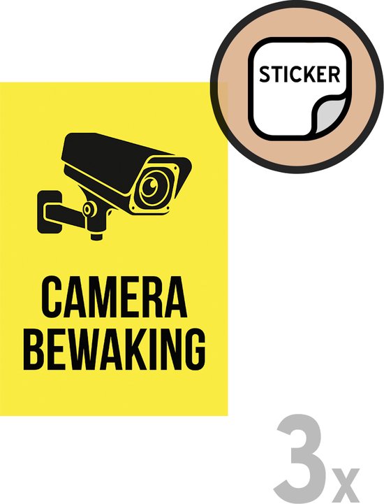 Piqto Camerabewaking Stickers - CCTV Pictogram - 8 x 12 cm - 3 stuks | bol
