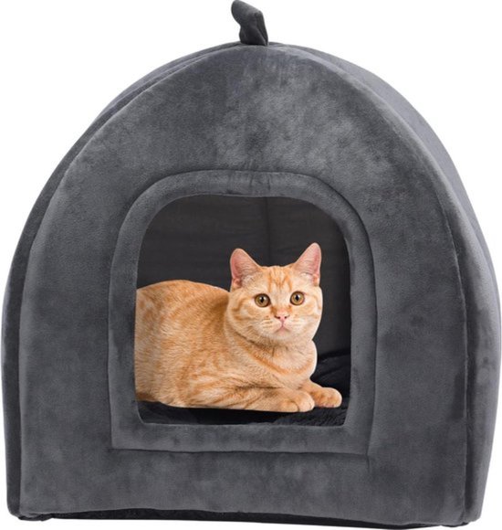 Gezellige opvouwbare kattenmand grijs - warm wasbaar - modern design ...