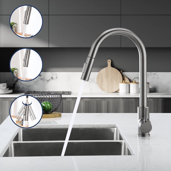 Lonheo max Keukenkraan met Uittrekbare Uitloop - Kraan Keuken - Mengkraan met... | bol