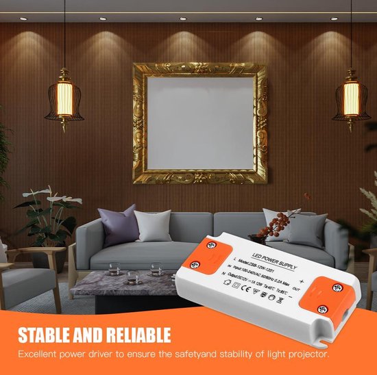 12W transformator 240V naar 12V 1A voor LED strips en lampen ...