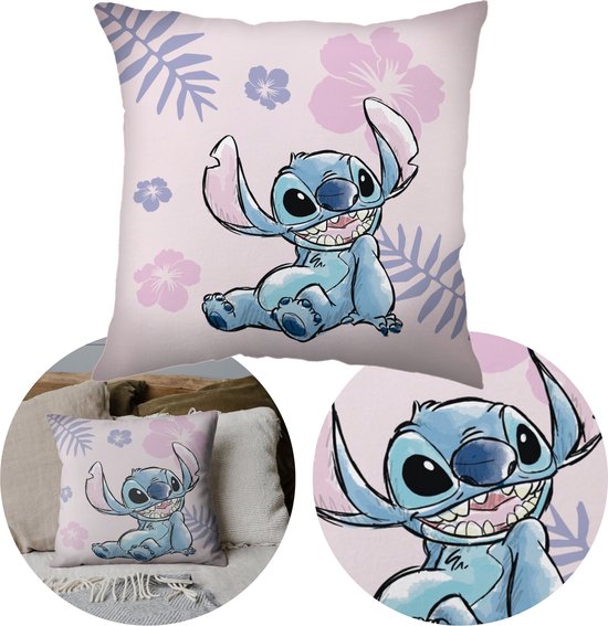 Stitch DISNEY roze sierkussen, decoratief kussen 40x40 cm OEKO-TEX | bol
