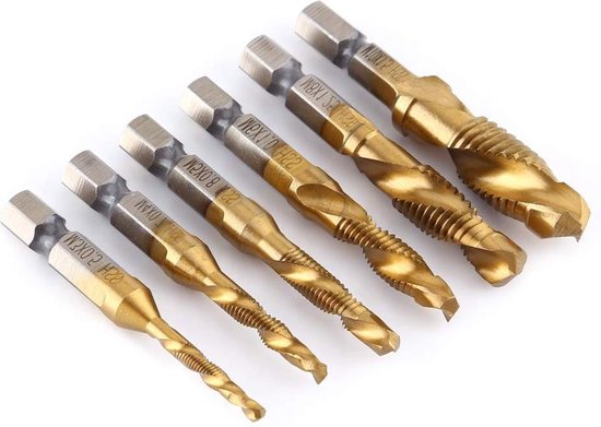 Metrische schroefdraad titanium gecoate HSS-boorbits set 1/4 inch ...